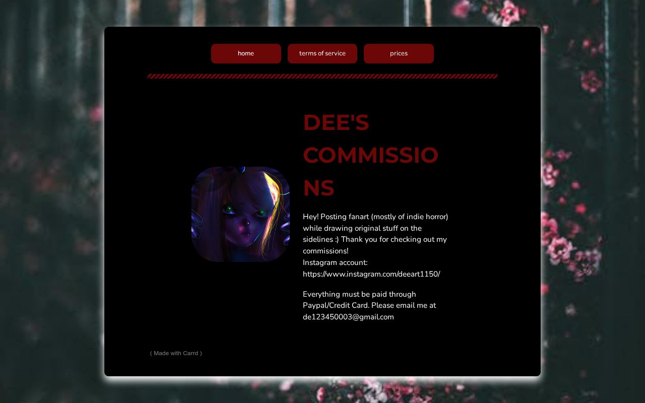 DEE'S COMMISSION PAGE
